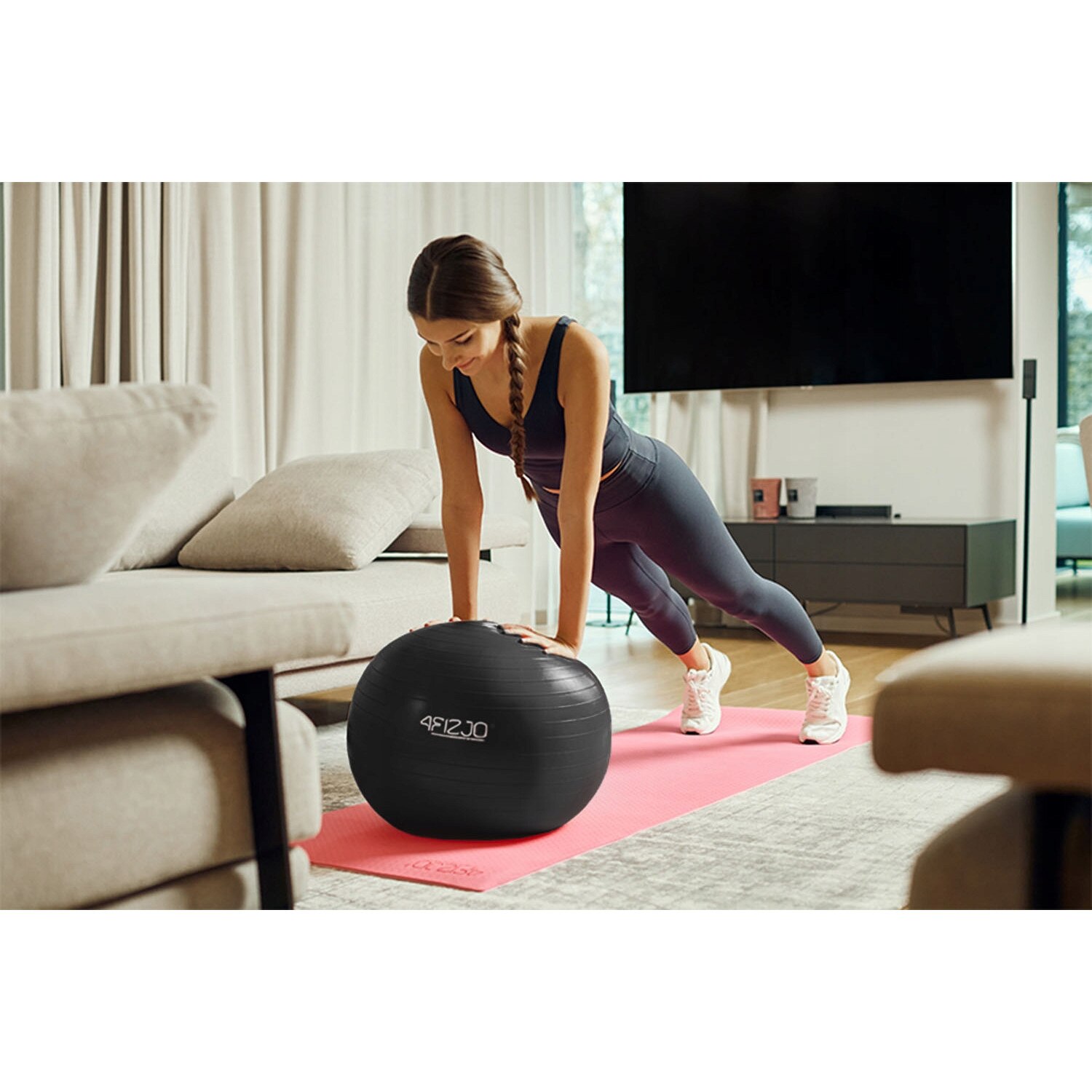 Minge fitness, 4Fizjo, PVC, 75 cm, Negru - eMAG.ro