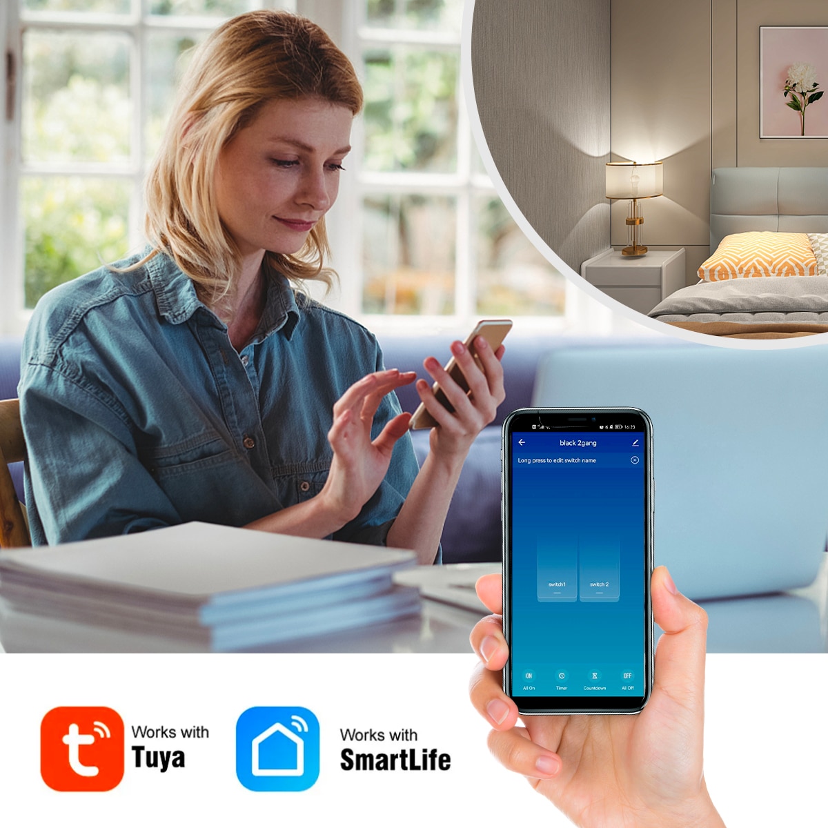 Intrerupator inteligent cu touch, Wi-Fi, Bluetooth, Control vocal ...
