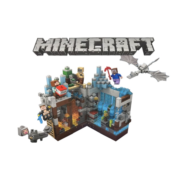 Set de Constructie LKT Minecraft cu Lampa LED, 798 Piese - eMAG.ro