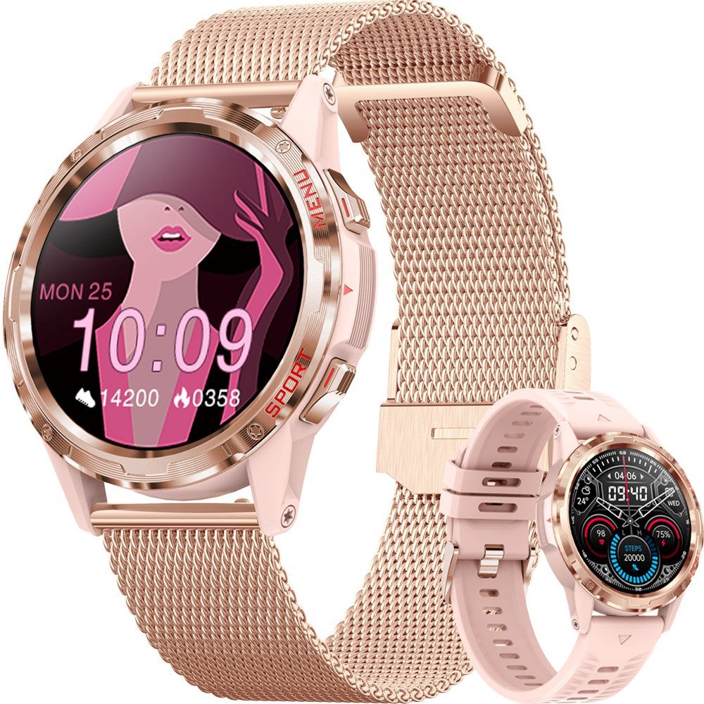 Set ceas smartwatch si bratara fitness, Roffie, Silicon/Metal ...