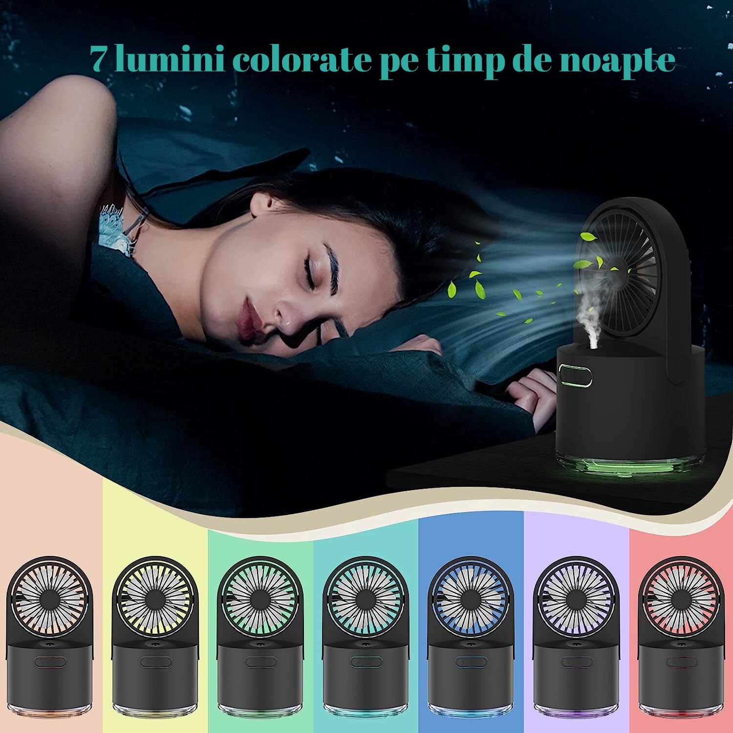 Umidificator si ventilator multifunctional, ultraportabil pentru ...