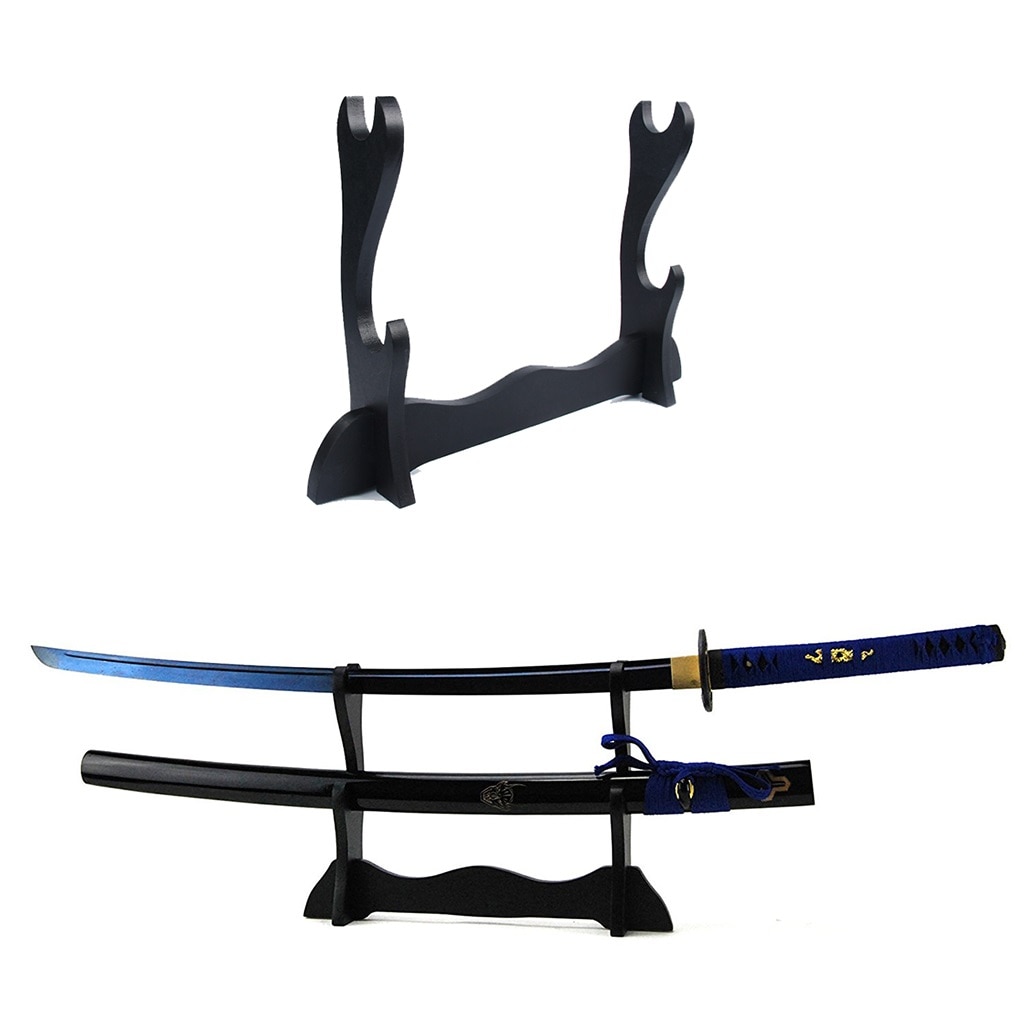 Suport orizontal din lemn pentru 2 sabii, katana, samurai, negru - eMAG.ro