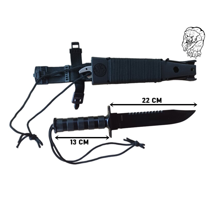 Cutit tactic Cougar Extreme Survival, kit supravietuire, otel, 35 cm ...