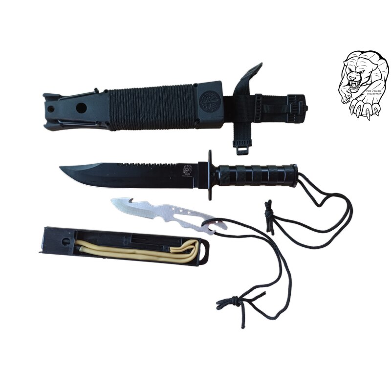 Cutit tactic Cougar Extreme Survival, kit supravietuire, otel, 35 cm ...