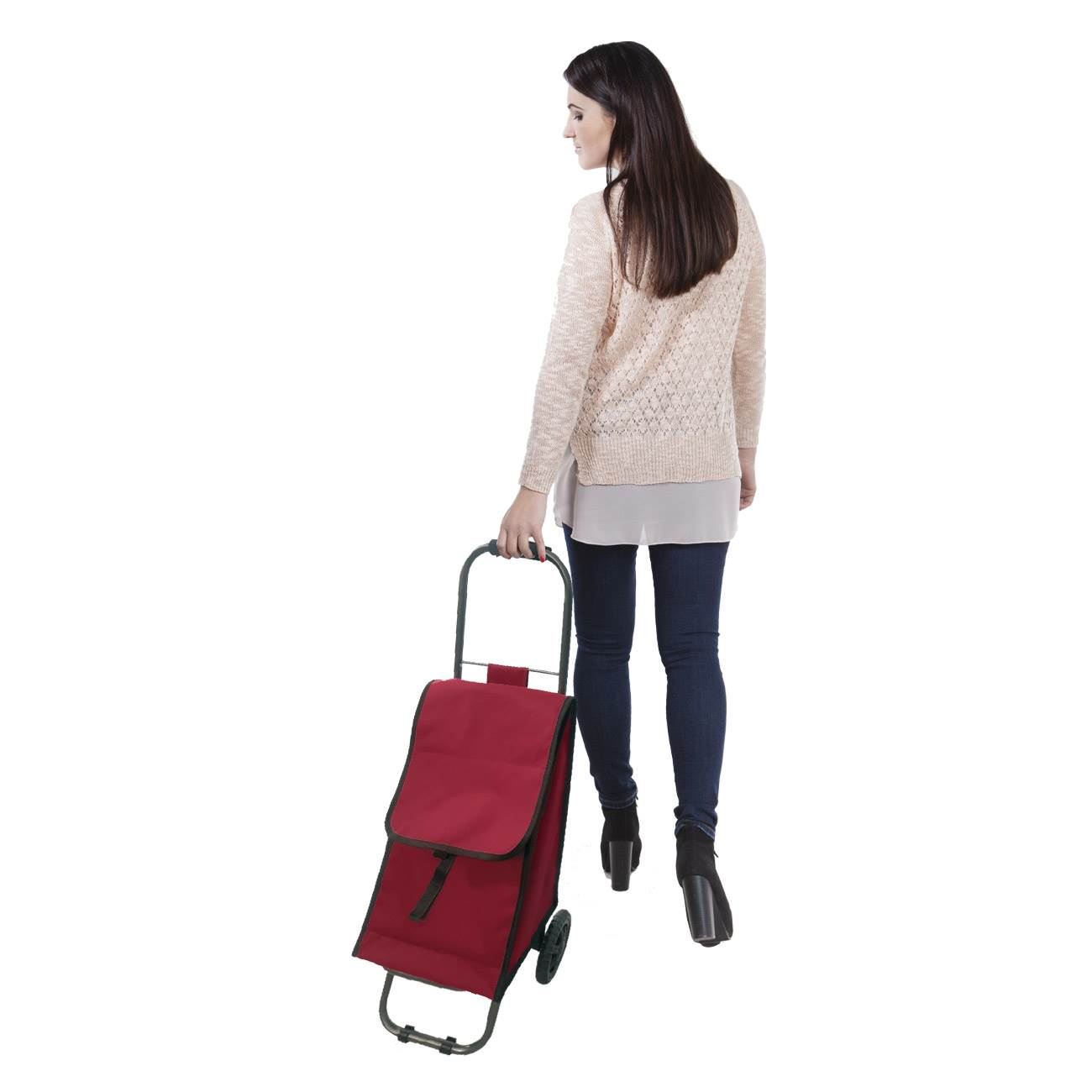 Carucior pentru cumparaturi Pliabil Bordo 32x27x84cm - eMAG.ro