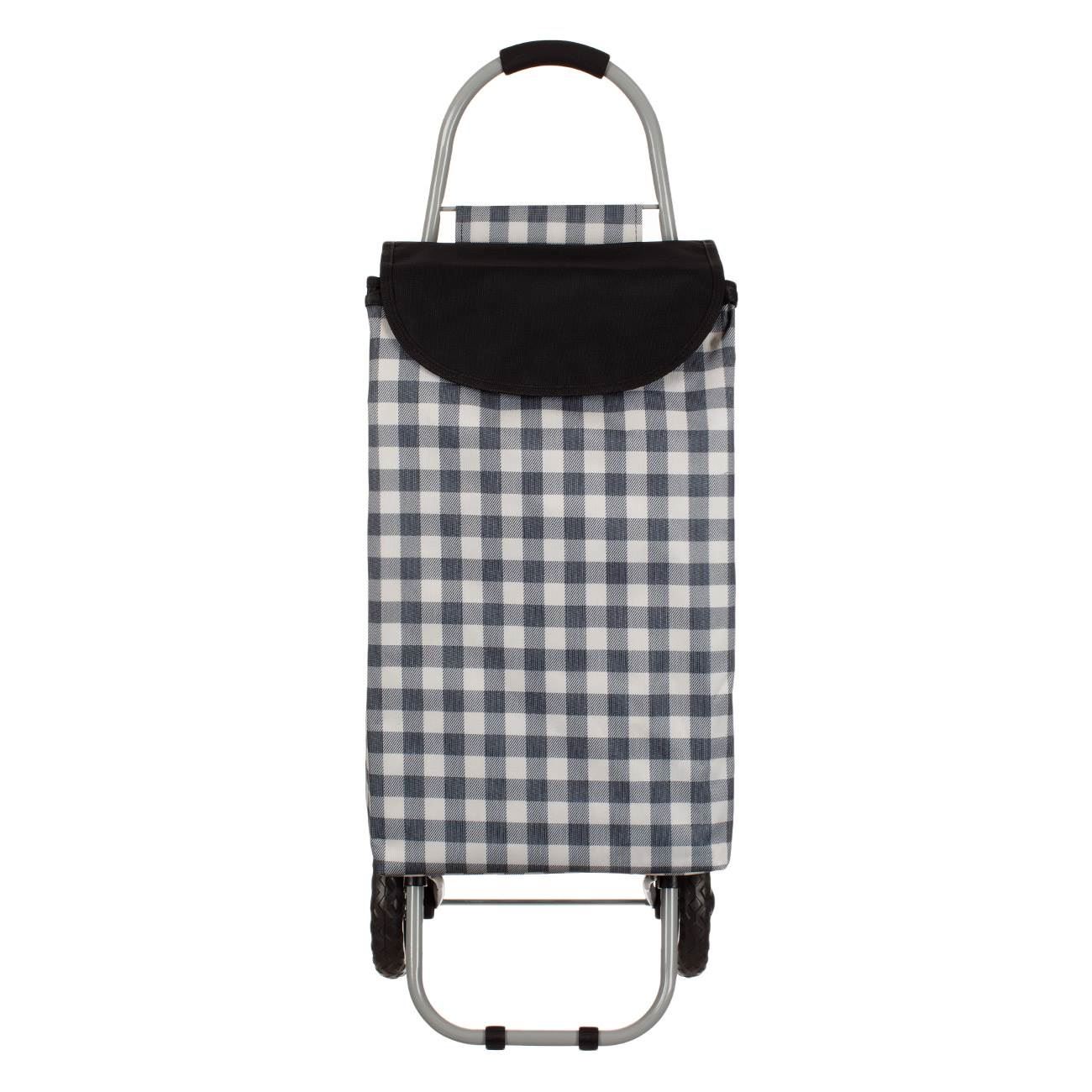 Carucior Piata Pliabil Negru cu Carouri 36x28x95cm - eMAG.ro