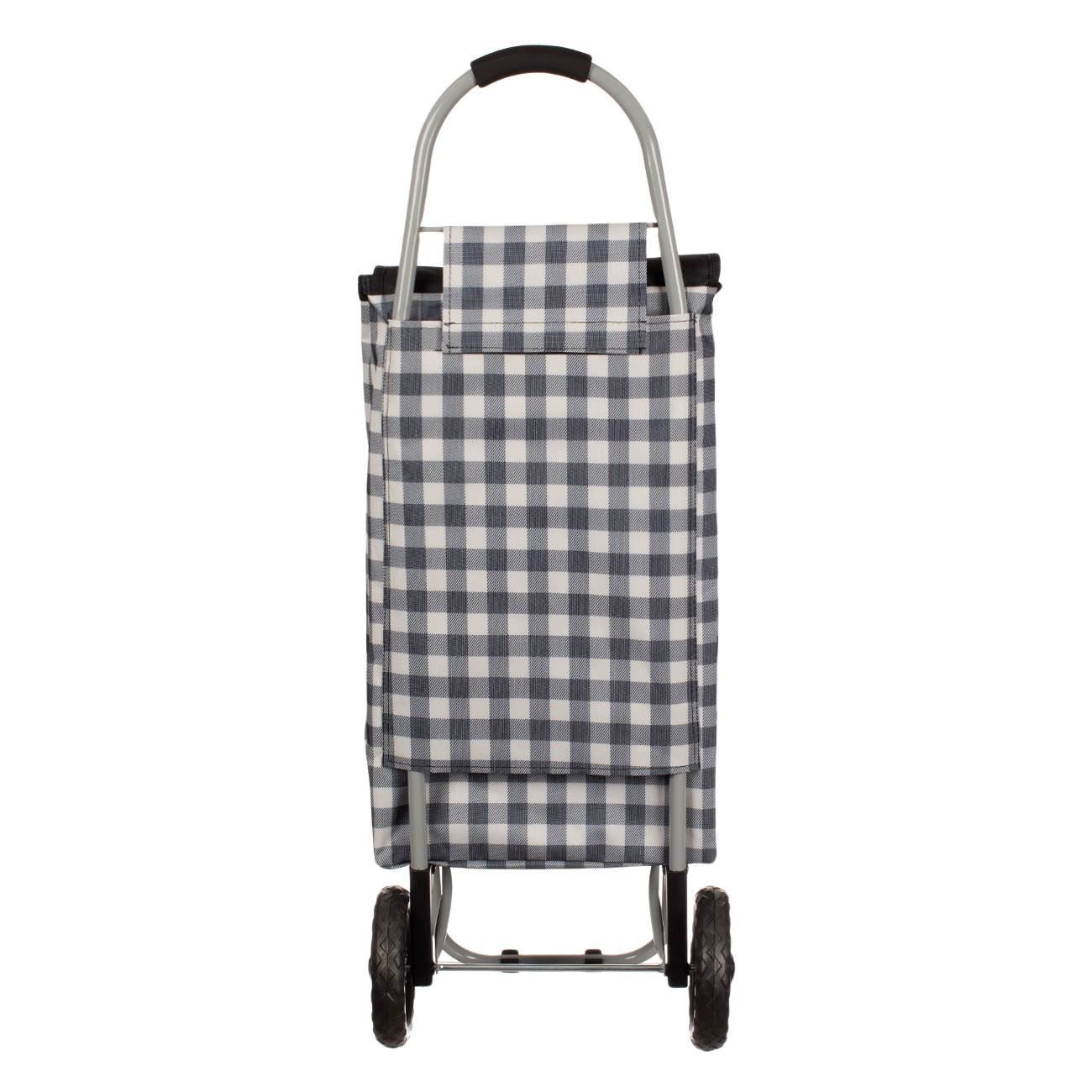 Carucior Piata Pliabil Negru cu Carouri 36x28x95cm - eMAG.ro