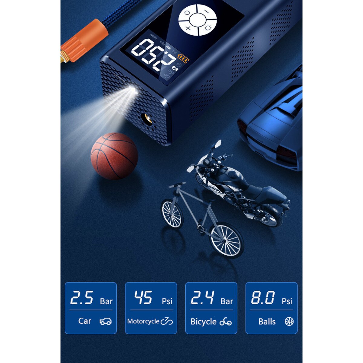 Mini compresor auto, portabil, digital, Roll Fast, 150 PSI, 40 L/min ...