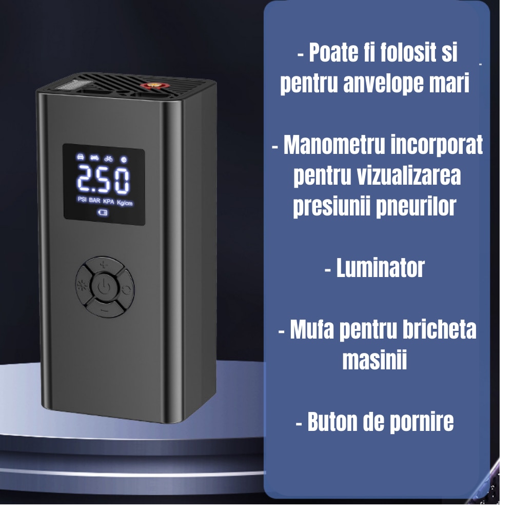 Compresor auto portabil 12v cu display - eMAG.ro