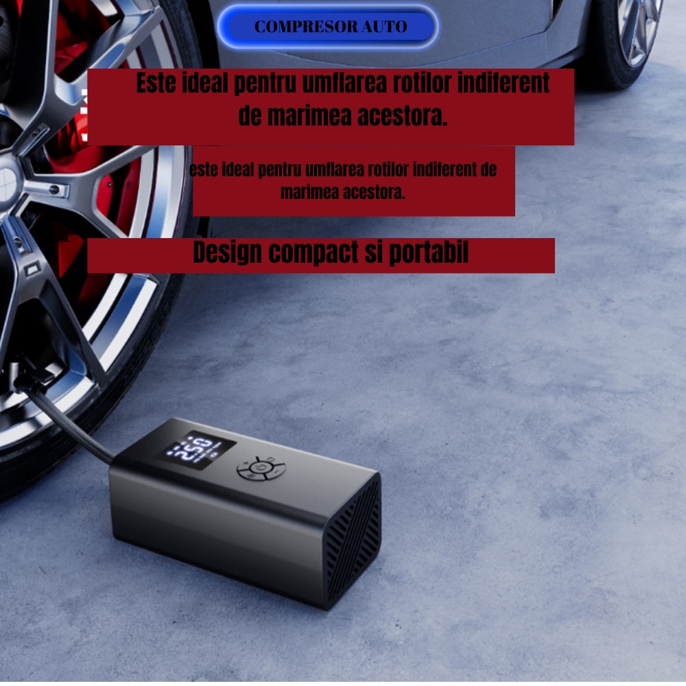 Compresor auto portabil 12v cu display - eMAG.ro