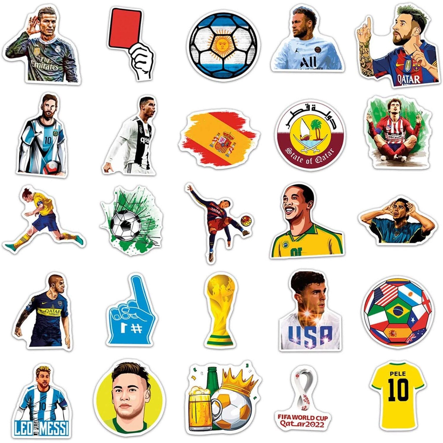 Set 50 de autocolante fotbal pentru Cupa Mondiala Qatar 2022, PVC ...