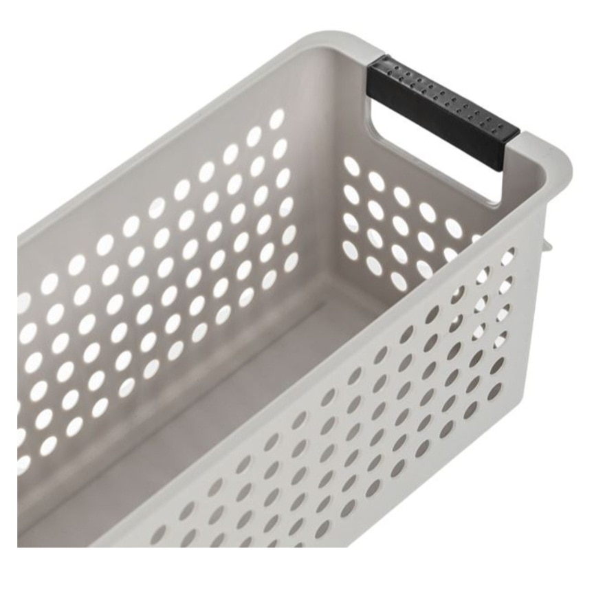 Cos depozitare perforat cu manere, plastic, alb, 4l, 29x13,5x12,7cm ...