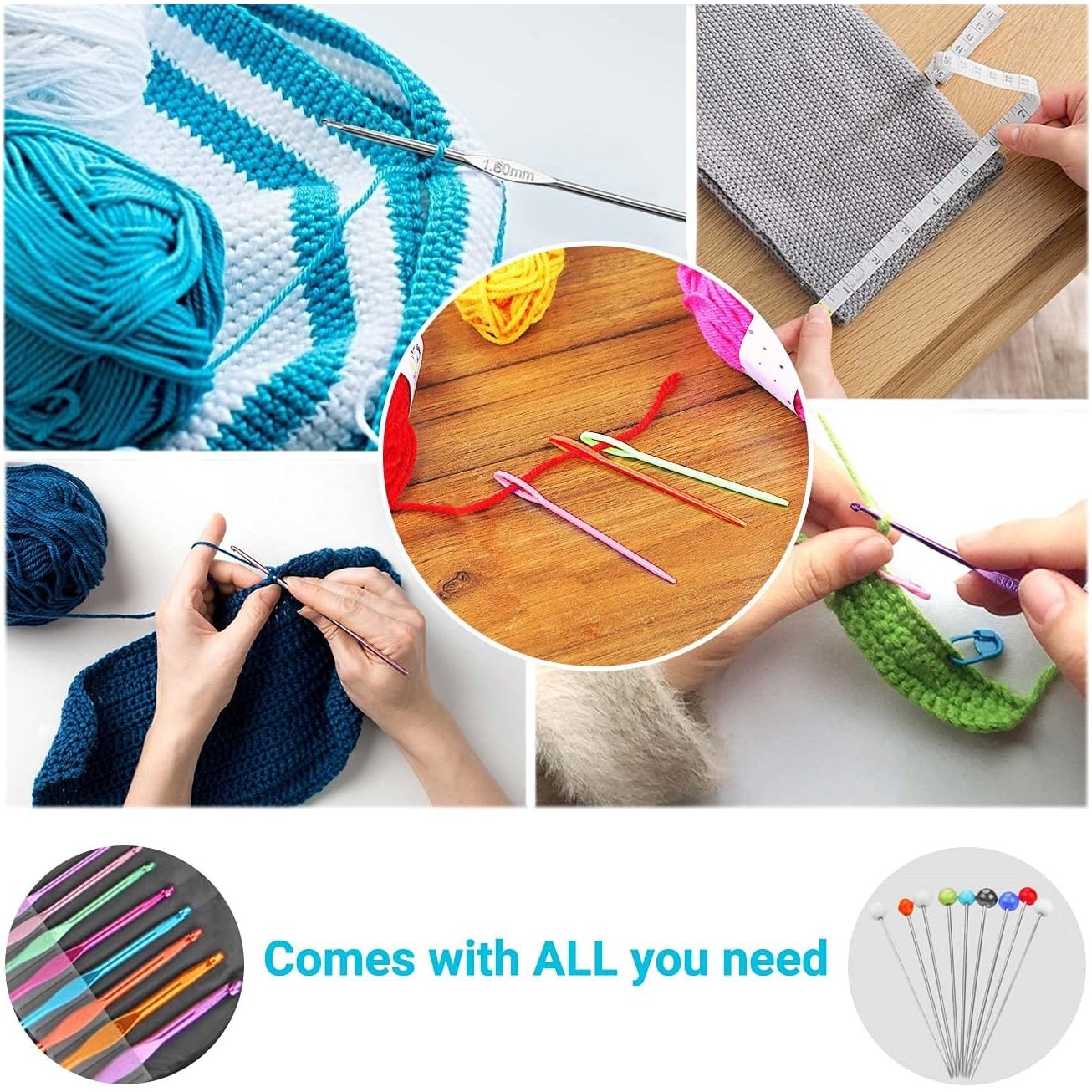 Kit de crosetat 119 bucati cu carcasa, Jeswo, Multicolor - eMAG.ro