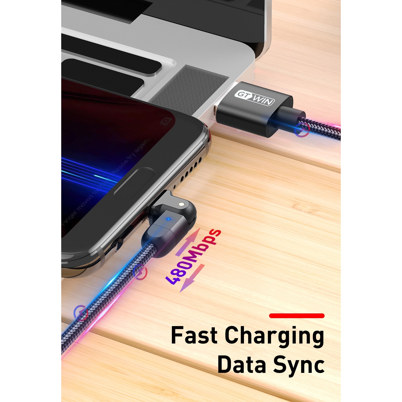 Cablu USB cu Mufa USB C, Incarcare Fast Charge 3A, Material Textil ...