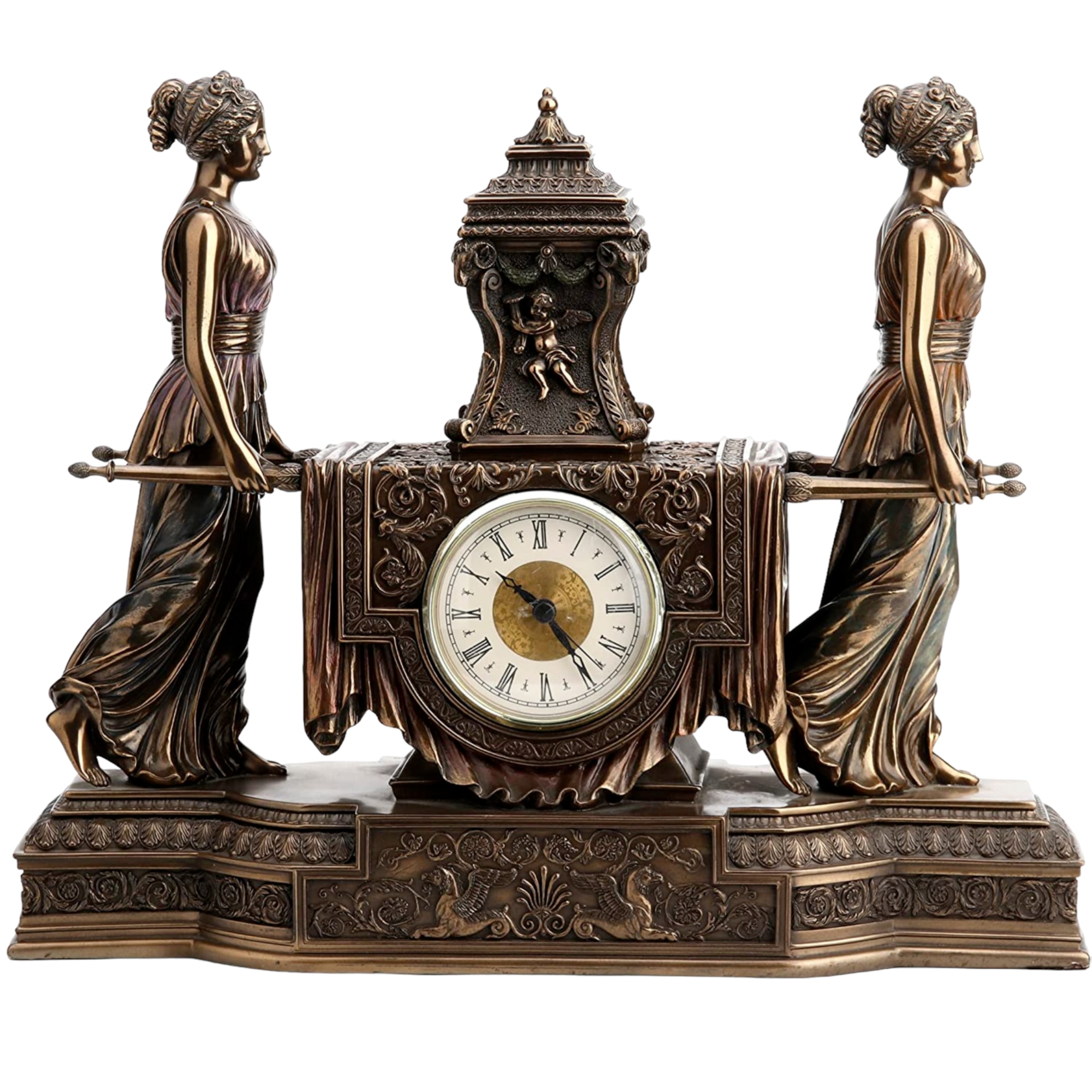 Ceas Stil Baroc, Rasina acoperita cu bronz, 36cm, 3.7kg, WU75563V4 ...