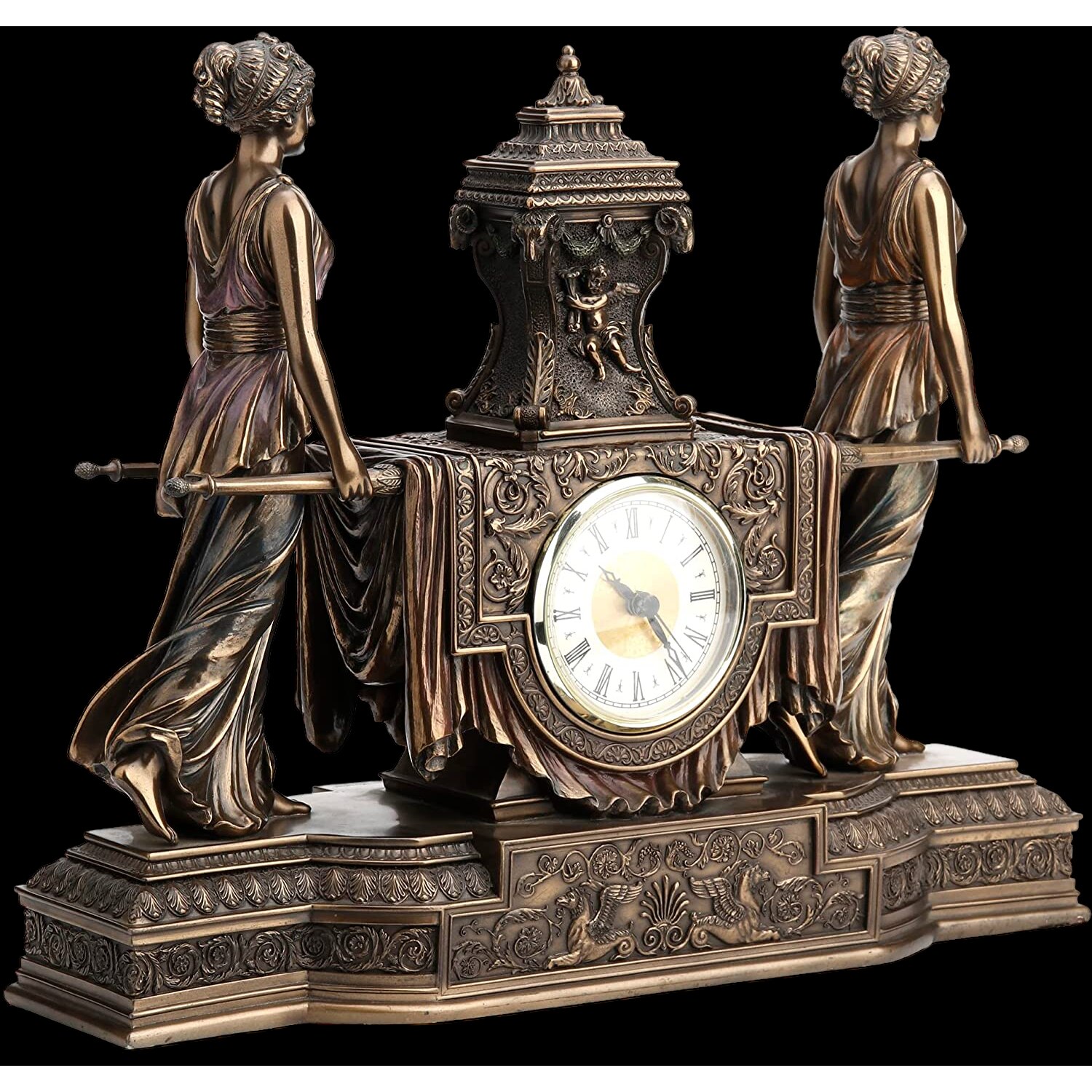 Ceas Stil Baroc, Rasina acoperita cu bronz, 36cm, 3.7kg, WU75563V4 ...