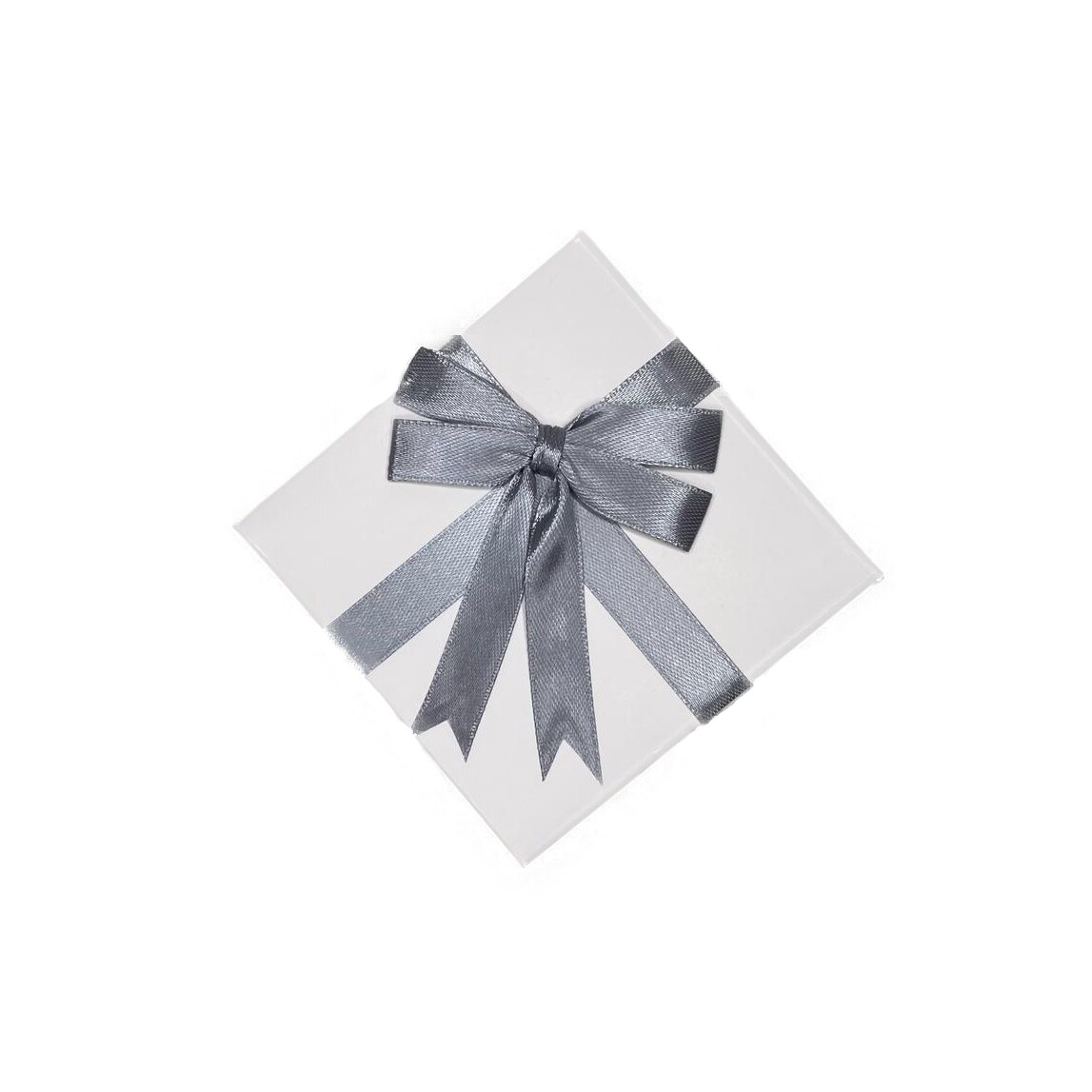 Cutie pentru cadou, carton alb cu fundita gri, 9X9X15 cm - eMAG.ro