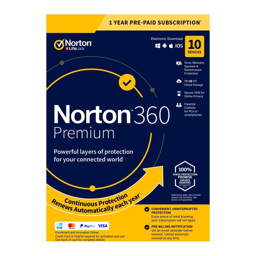 Norton 360© Premium Security 2021, 10 dispozitive| 1 an 75 GB CLOUD ...