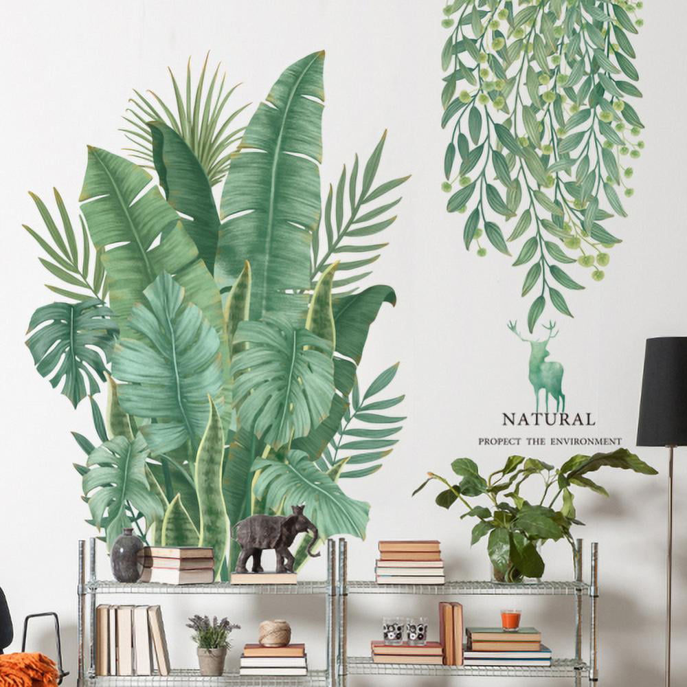 Autocolant de perete cu frunze, PVC, Verde, 30x90 cm - eMAG.ro