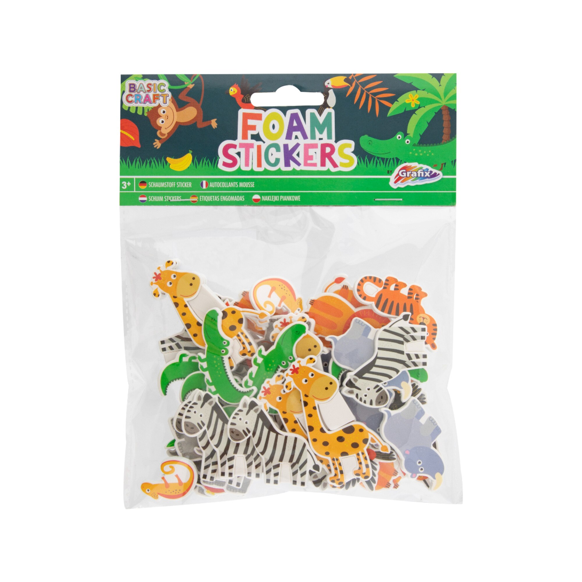 Комплект декоративни стикери, Grafix, Jungle Foam Stickers, текстил, 3 ...