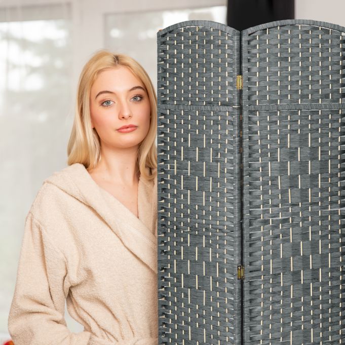 Paravan de camera Relaxdays, Gri, 241x170 cm - eMAG.ro