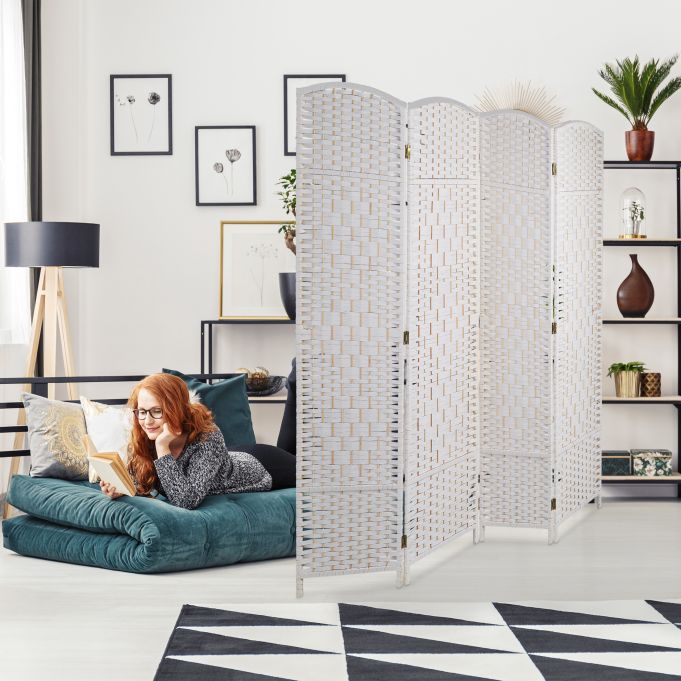 Paravan de camera Relaxdays, Alb, 160 x 170 cm - eMAG.ro