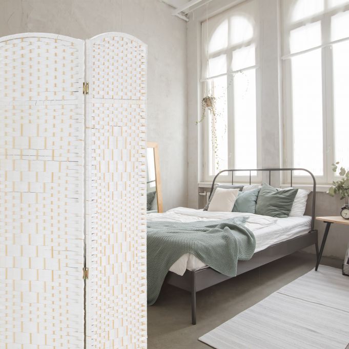 Paravan de camera Relaxdays, Alb, 180x180 cm - eMAG.ro