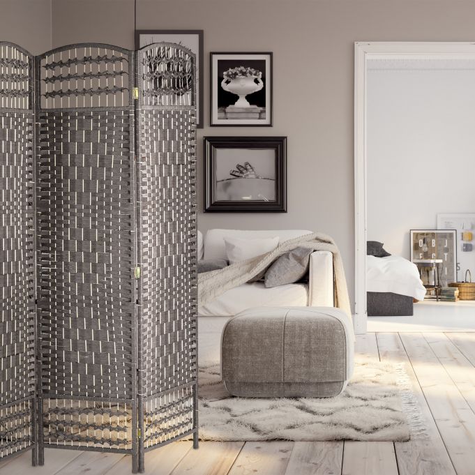 Paravan de camera Relaxdays, Gri, 180 x 180 cm - eMAG.ro