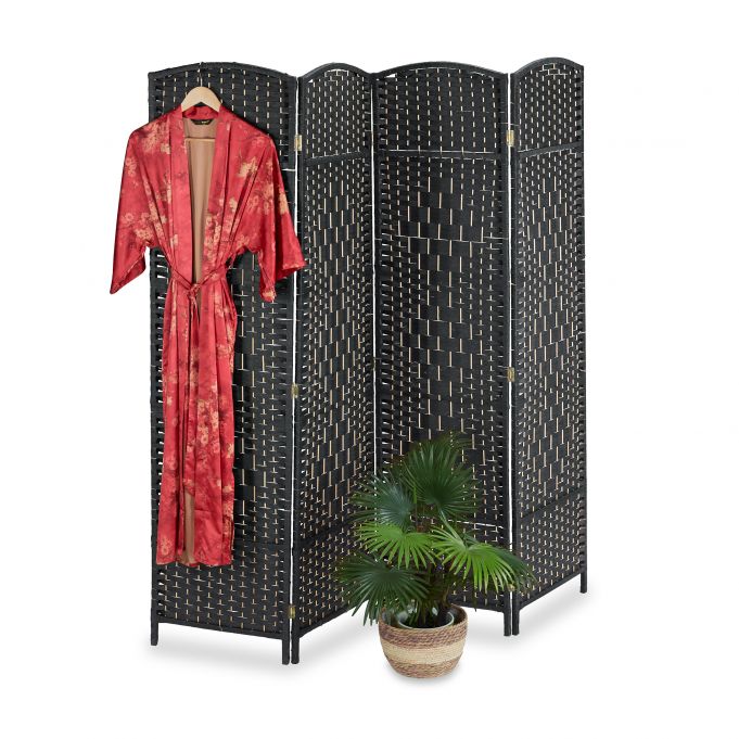 Paravan de camera Relaxdays, Negru, 180 x 180 cm - eMAG.ro
