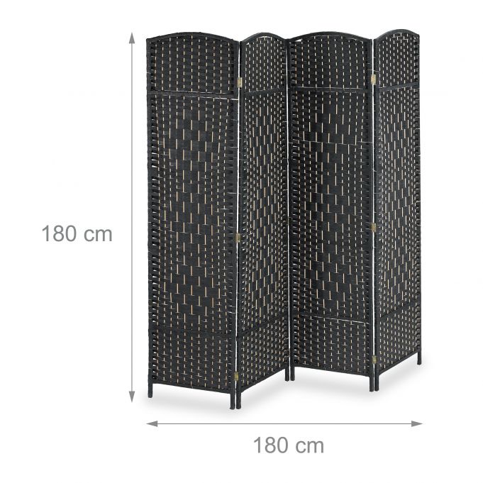 Paravan de camera Relaxdays, Negru, 180 x 180 cm - eMAG.ro