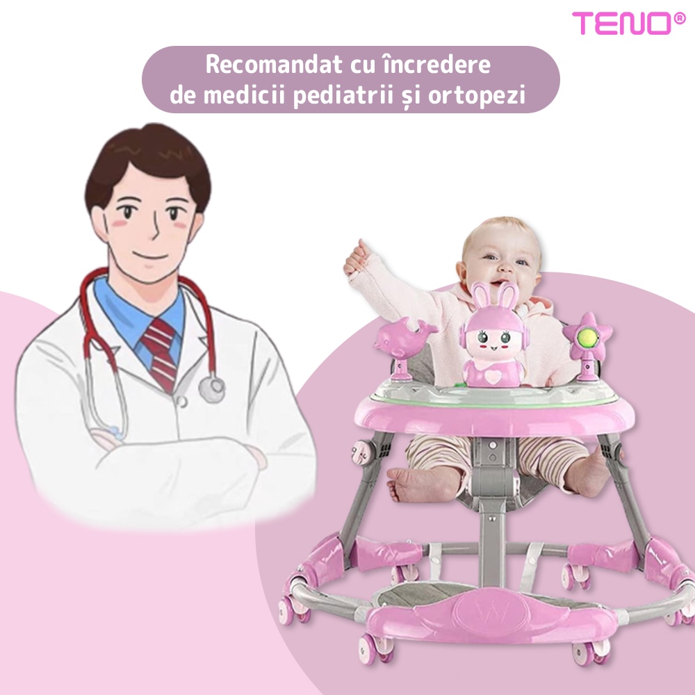 Мултифункционална предпроходилка за бебета Teno®, С 3 играчки ...