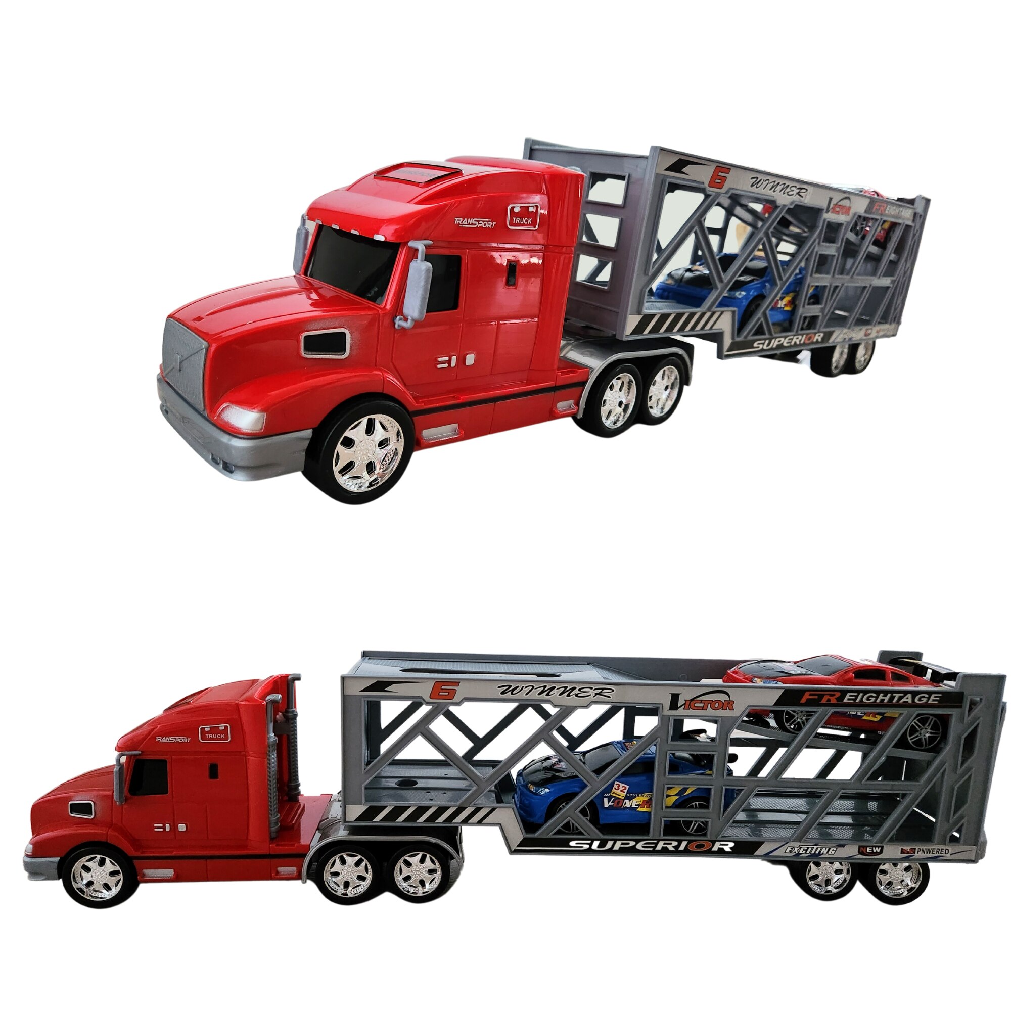 Camion de jucarie transportator auto cu 2 masini mici incluse ...