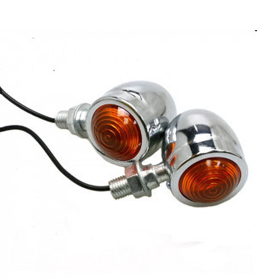 Semnalizatoare moto LED tip Cafe Racer M25, culoare crom, set 2 bucati ...