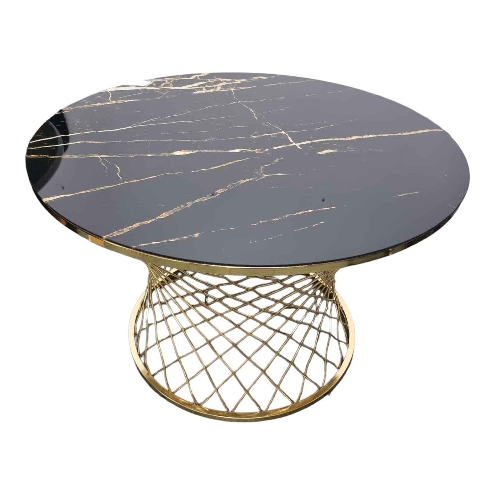 Masuta cafea living Gorgeous, aurie, diametru 80cm, sticla - eMAG.ro