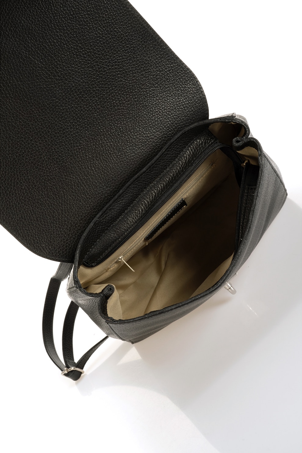 Massimo Castelli, Rucsac din piele cu clapa, Negru - eMAG.ro
