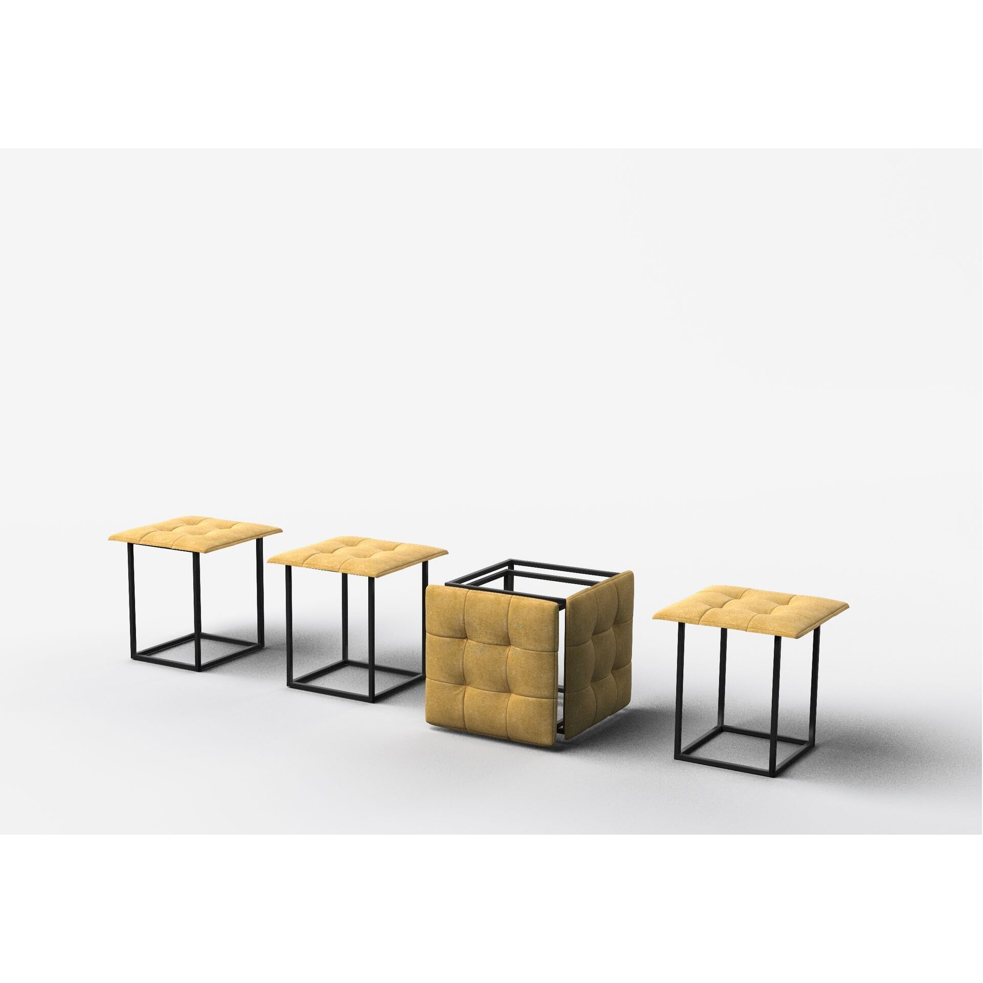 Set 5 in 1 tabureti metalici, depozitabili toti in doar 26 de cm ...