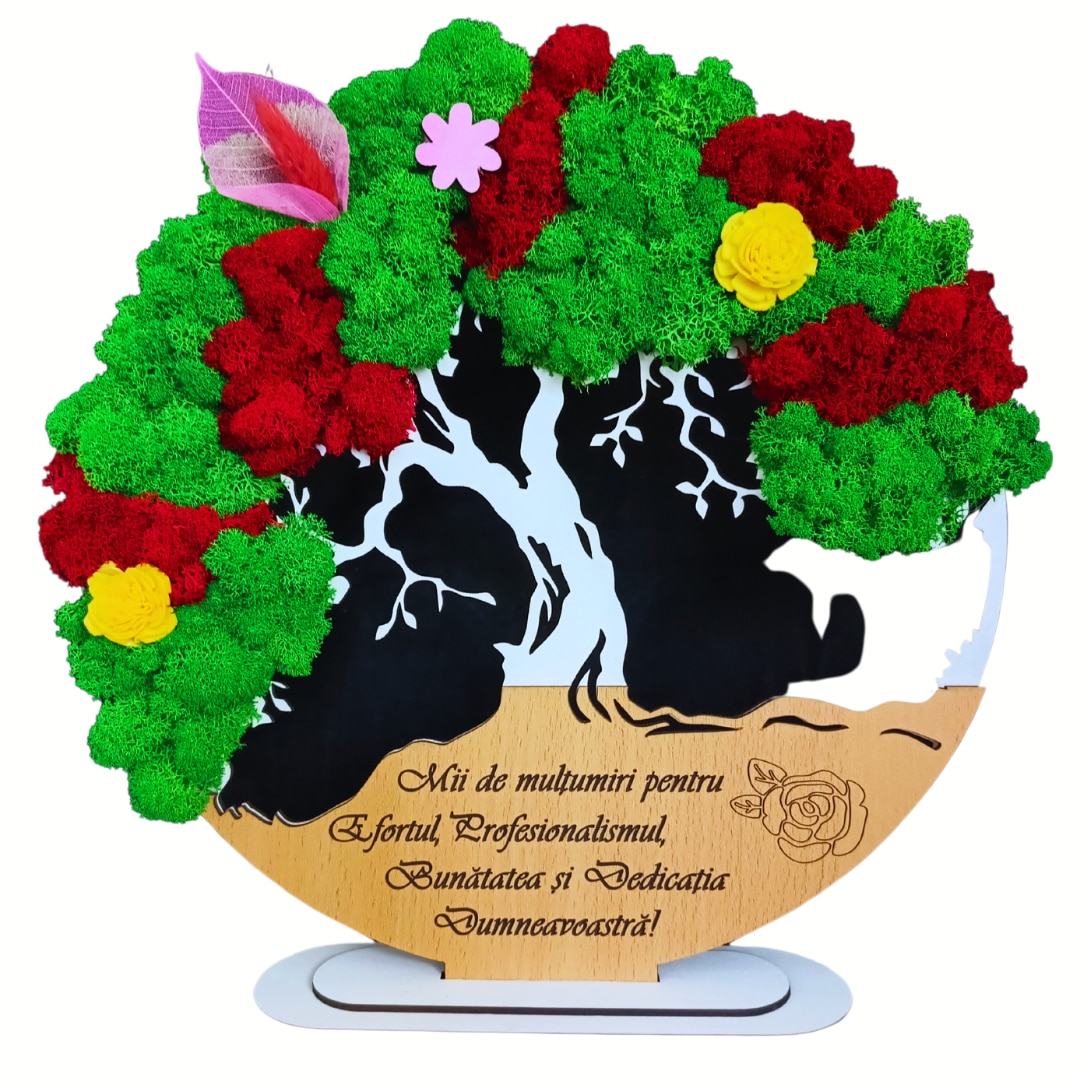 Decoratiune Copacul vietii cu suport, personalizat cu mesaj standard ...