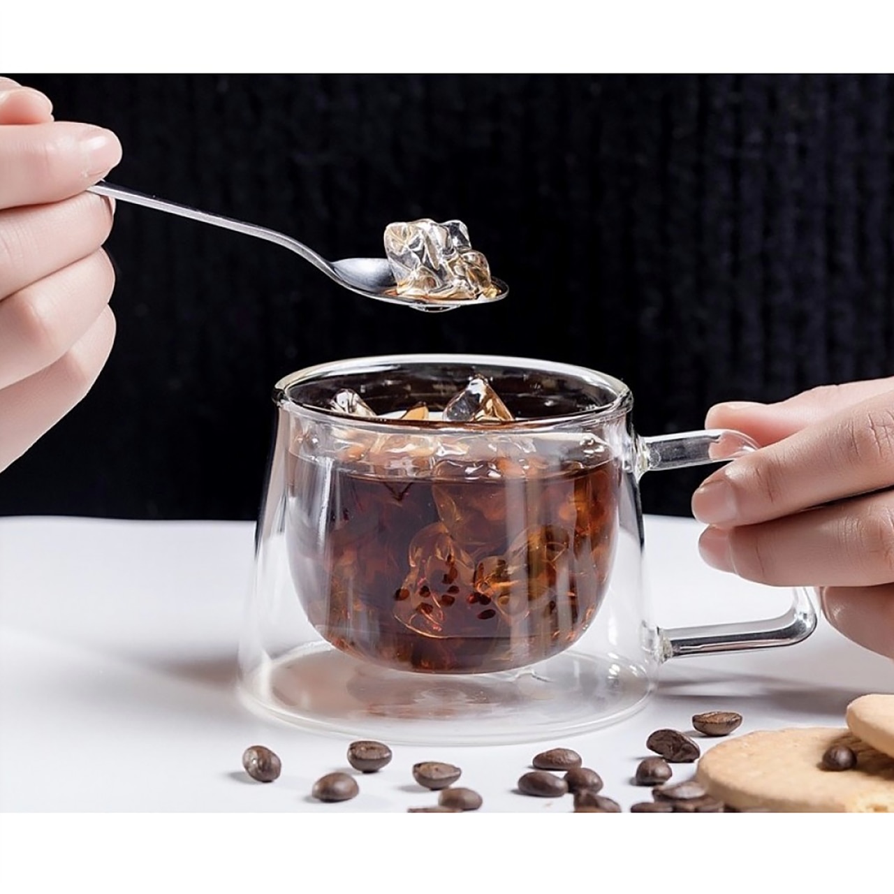 Ceasca cafea 200 ml din sticla borosilicata cu pereti dubli, mesaj ...