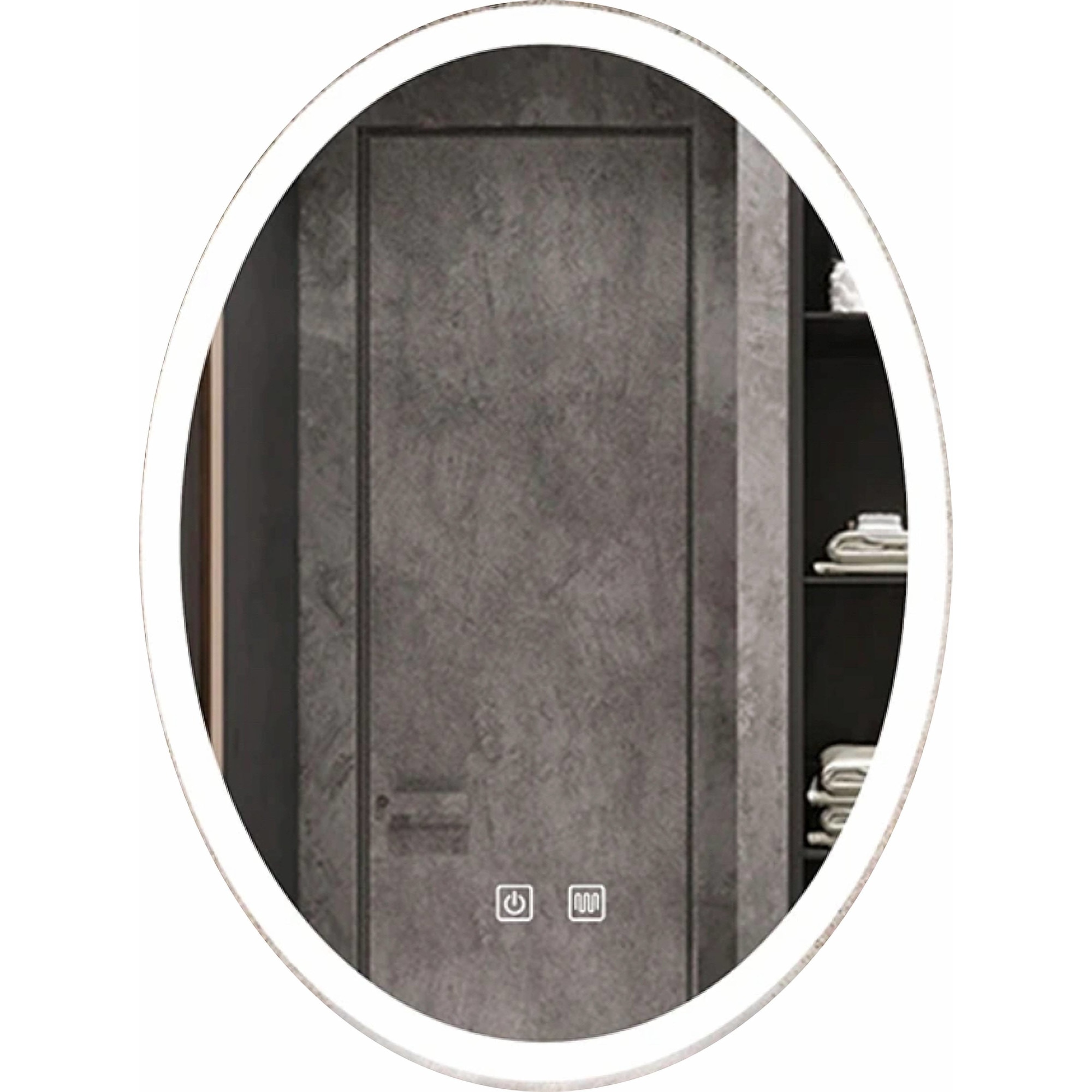 Oglinda baie ovala cu iluminare LED, 70CM X 90CM, Functie dezaburire ...