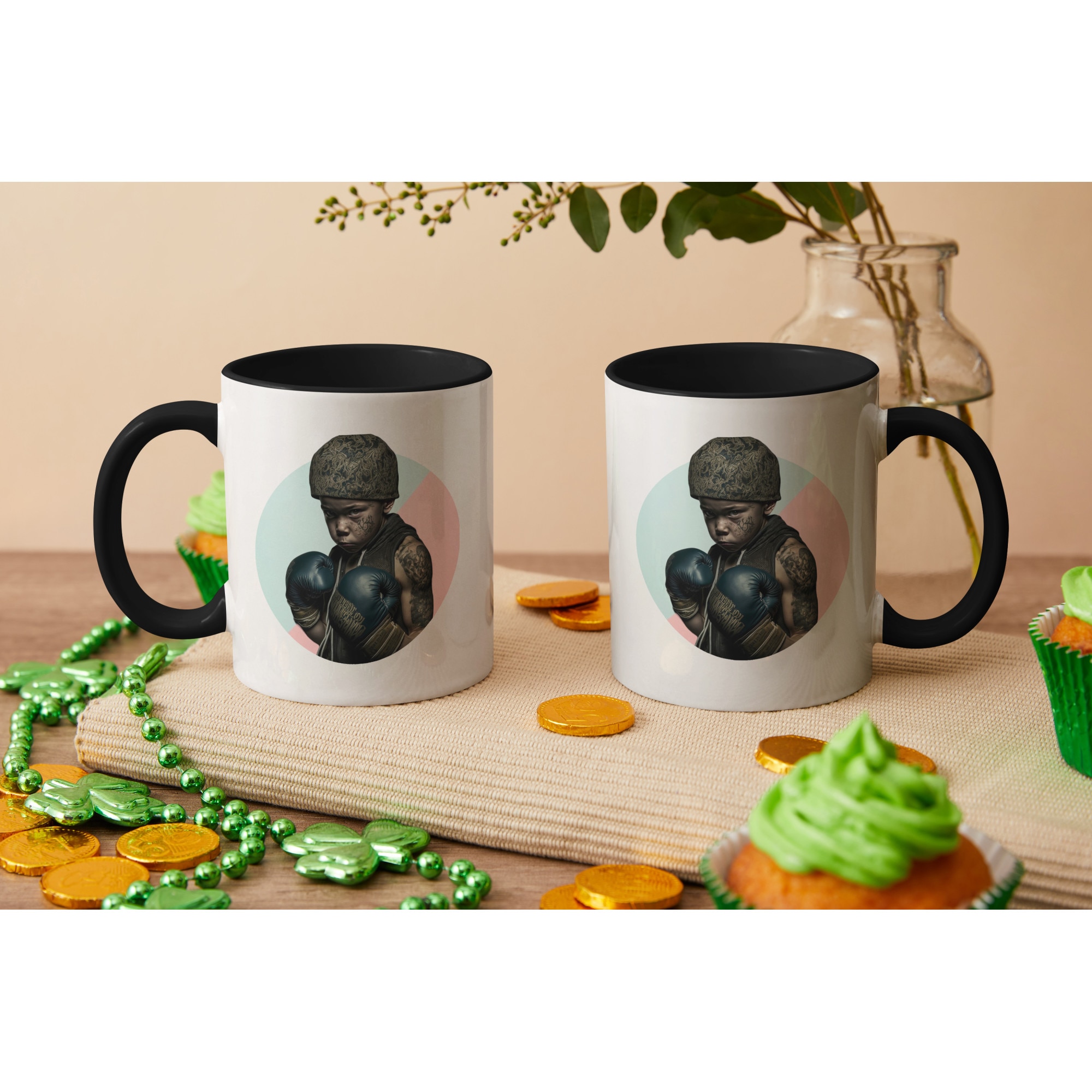 Боксови ръкавици Child Fighter Dog Mug, с кафяв кръгъл шлем, Reality ...