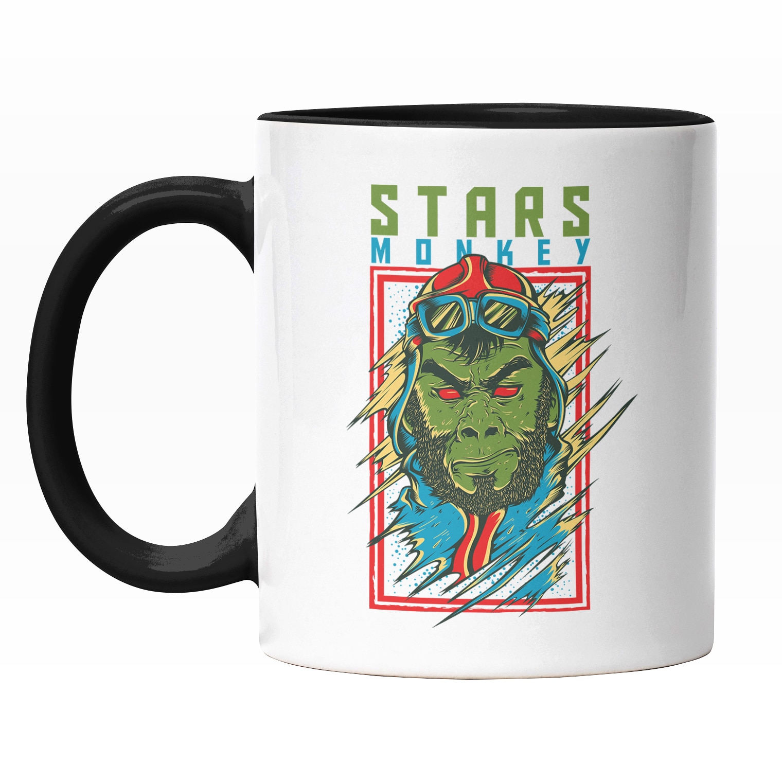 Cana Cu Maimuta Gorila Verde Cu Ochii rosii, Text In Engleza Stars ...