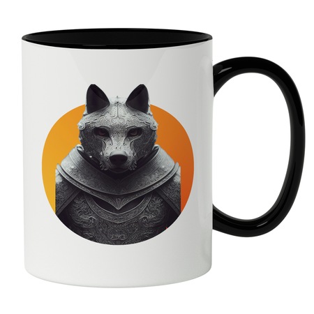 Cana Cu Lup Caine In Armura De argint, Razboinic Salbatic, Fundal Cerc ...