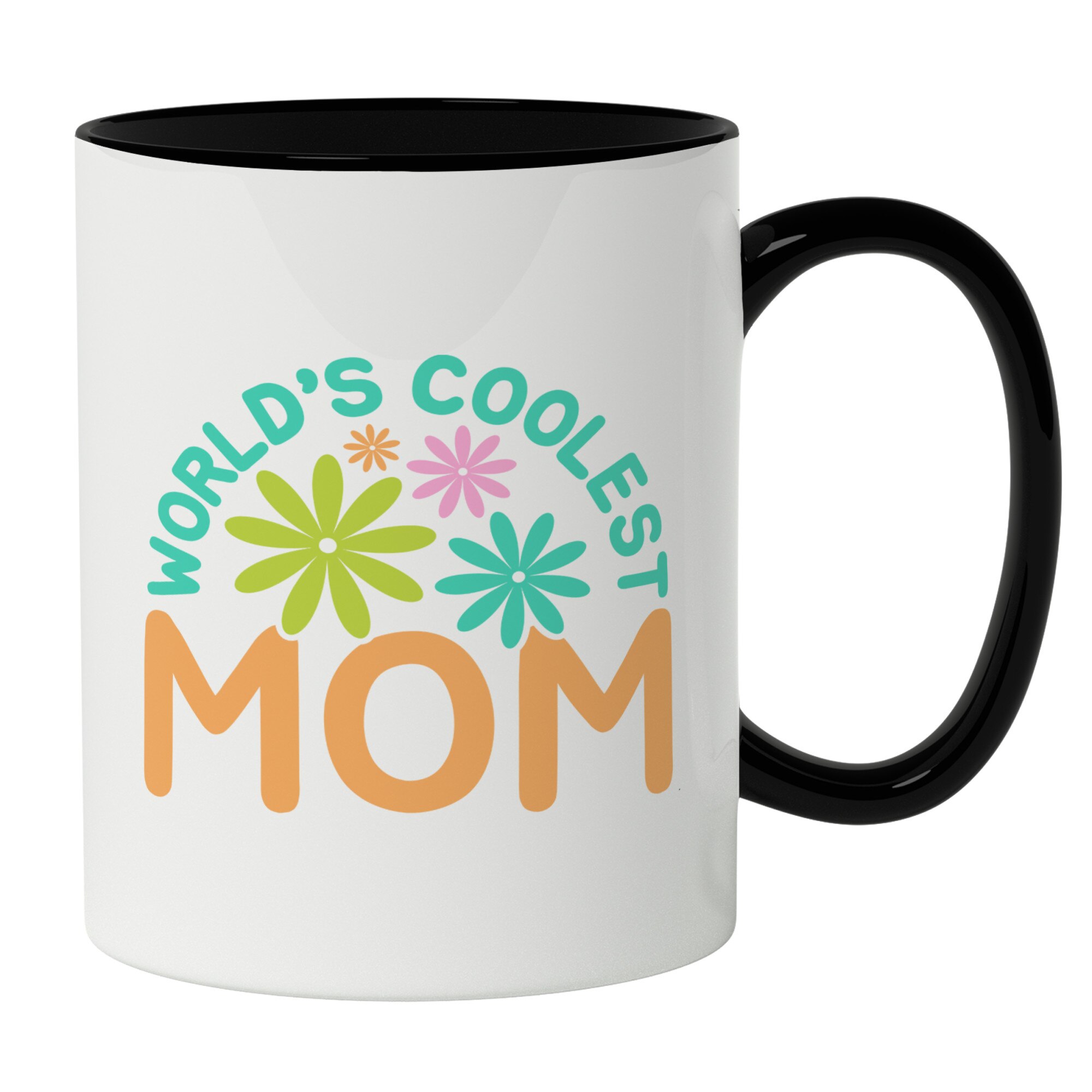 Cana Cu Text In Engleza World's Coolest Mom, Flori Colorate, Cea Mai ...