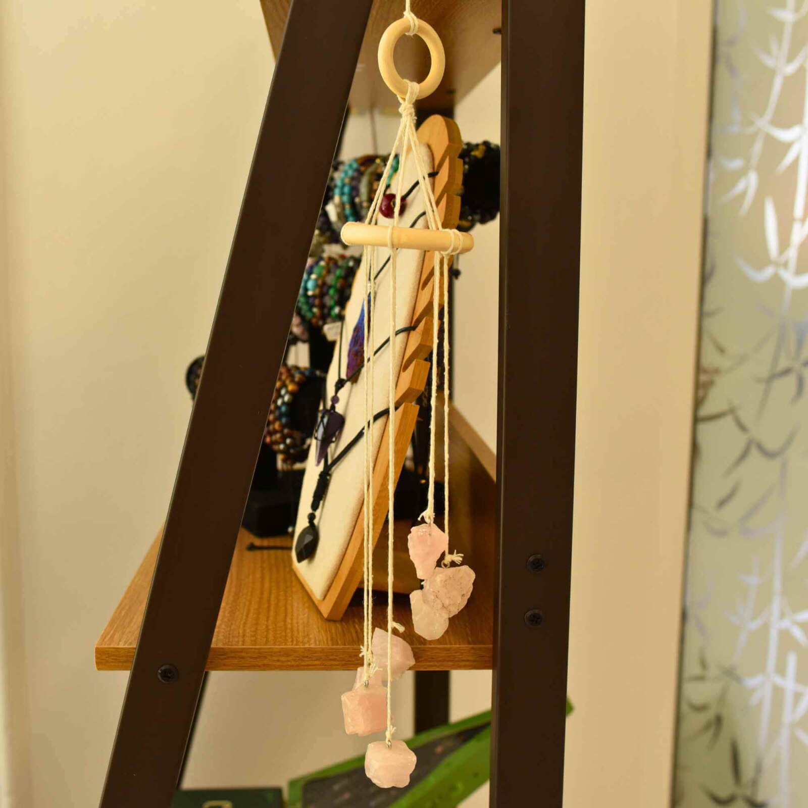 Clopotel de Vant cu Pietre Semipretioase de Cuart Roz - Armonie, Iubire ...