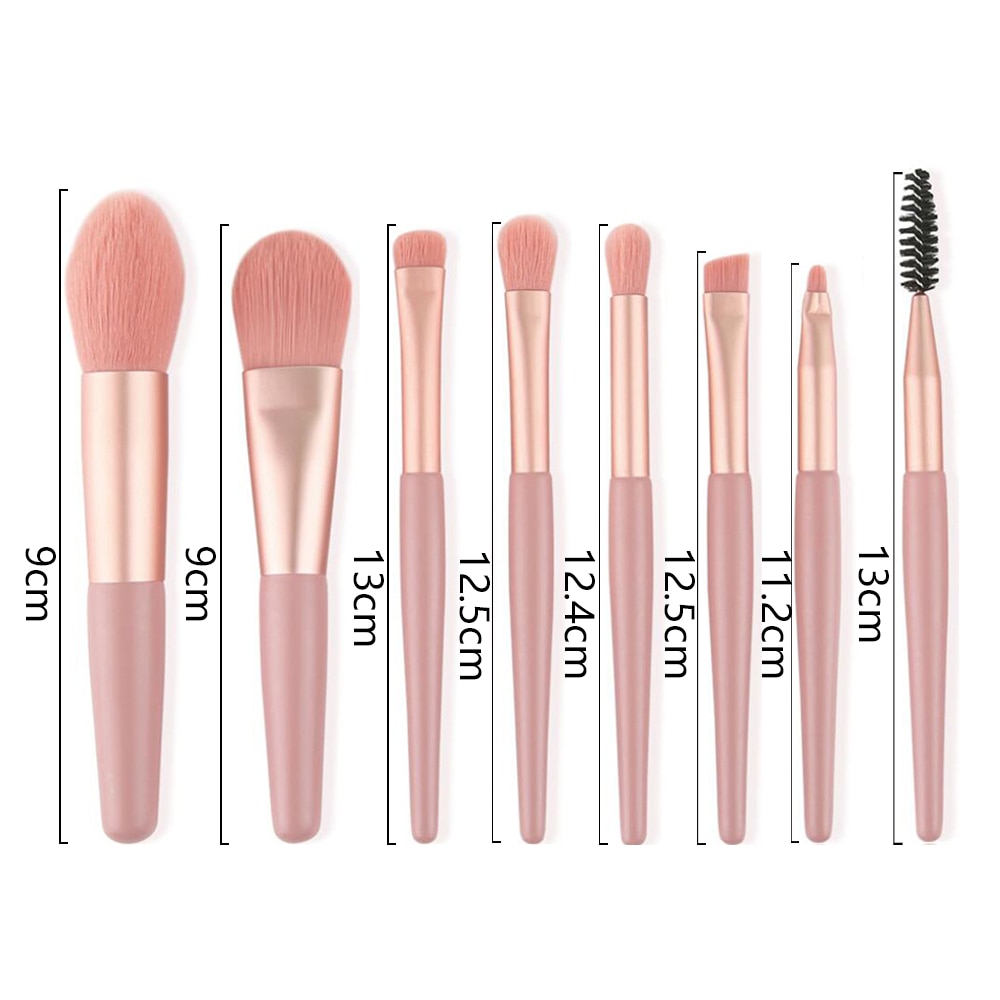 Set pensule machiaj, 8 Bucati, Cu geanta pentru depozitare, Roz - eMAG.ro