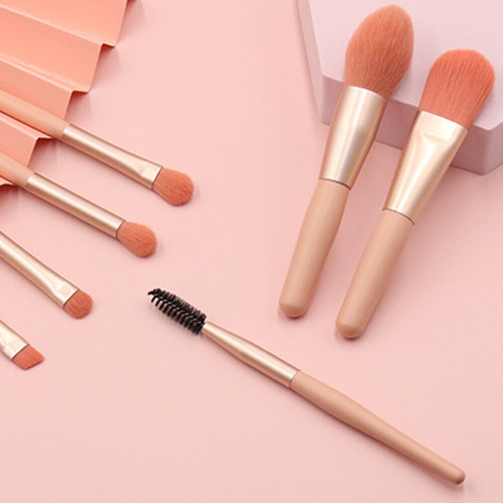 Set pensule machiaj, 8 Bucati, Cu geanta pentru depozitare, Roz - eMAG.ro