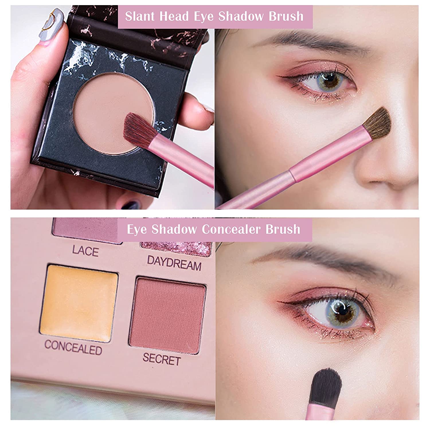 Set 5 pensule pentru machiaj, Cutie depozitare, Roz - eMAG.ro