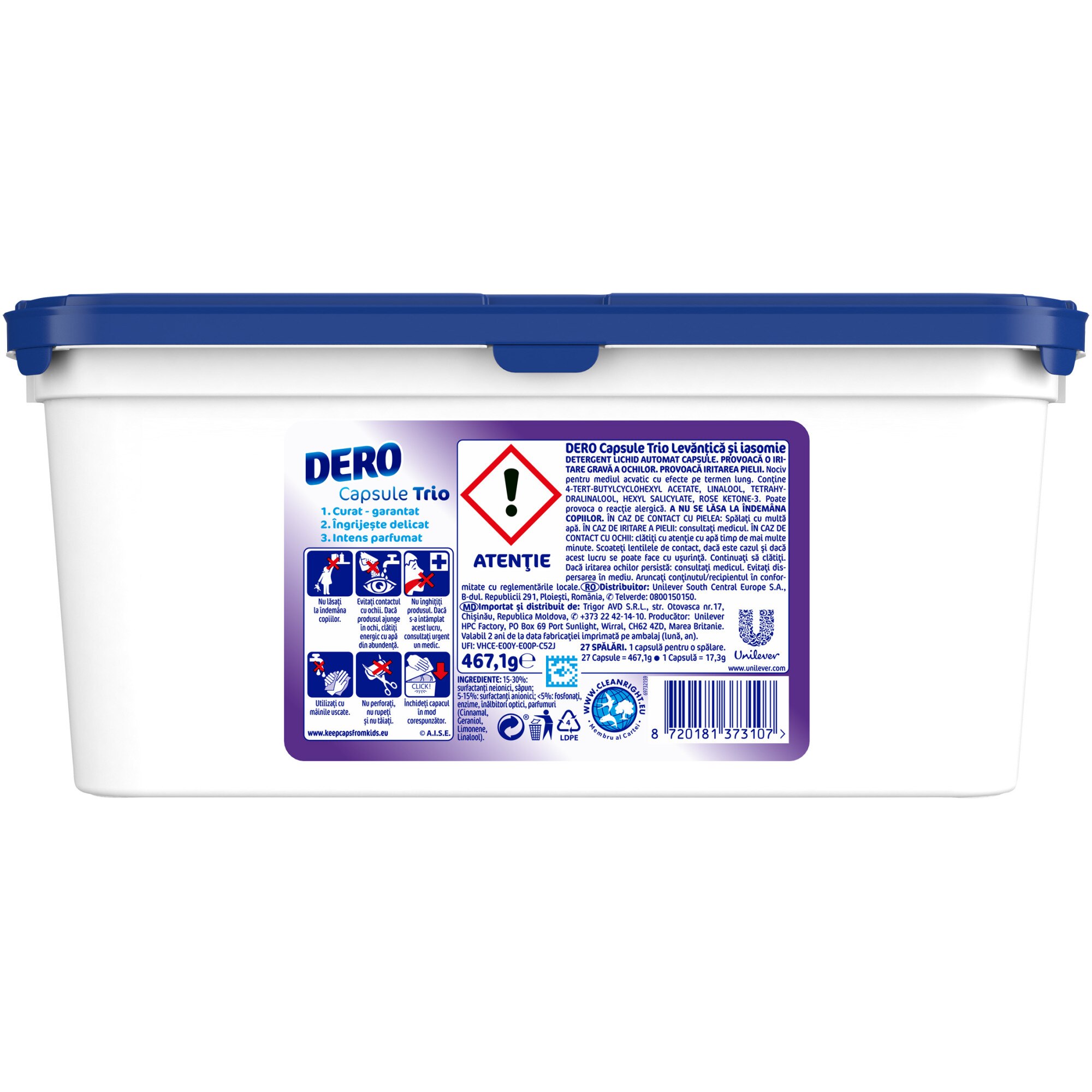 Detergent de rufe capsule Dero 2in1 Levantica 27 spalari - eMAG.ro