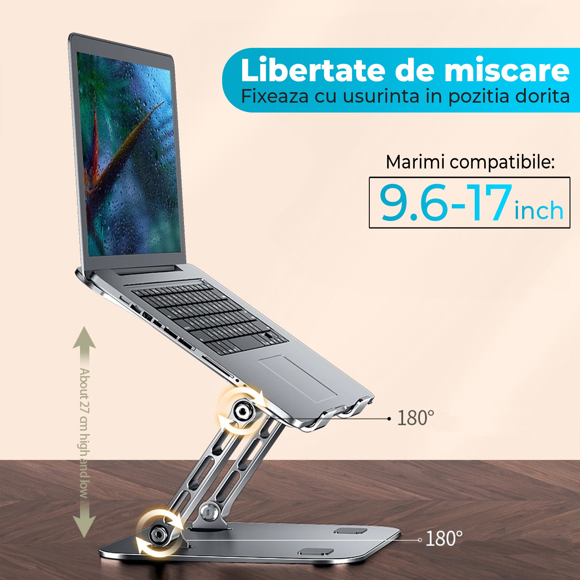 Suport laptop PadForce®, 9,6-17" inch, Inaltime reglabila, Portabil ...