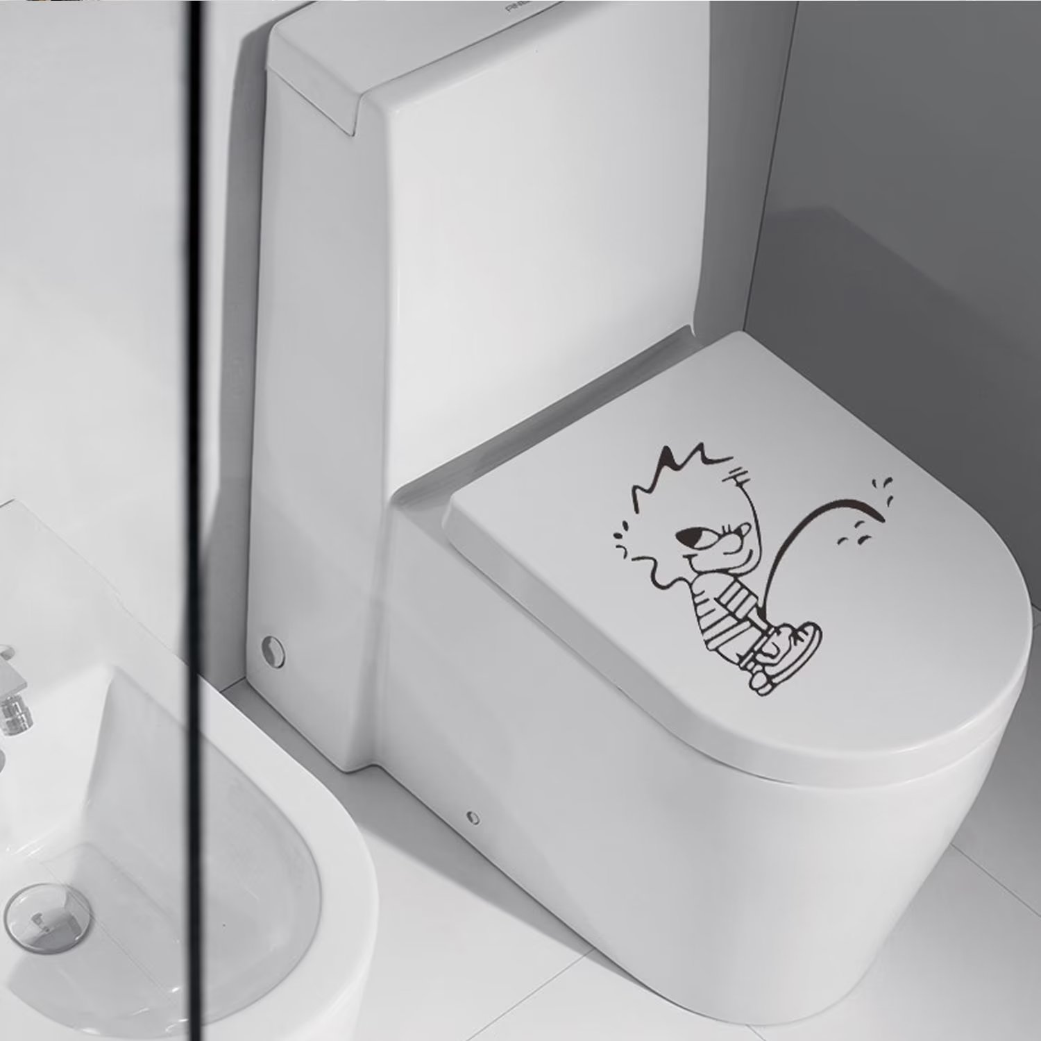 Autocolant amuzant pentru toaleta, Sunmostar, PVC, Negru - eMAG.ro